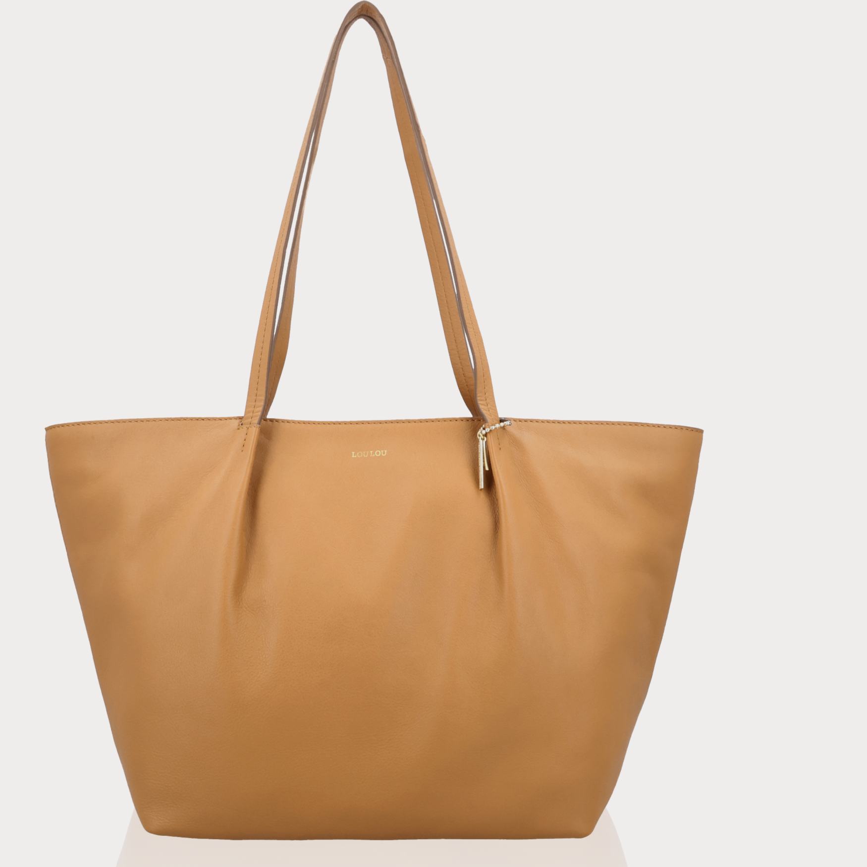 LOLA Tan Gold | Cognac leren shopper | LouLou Essentiels